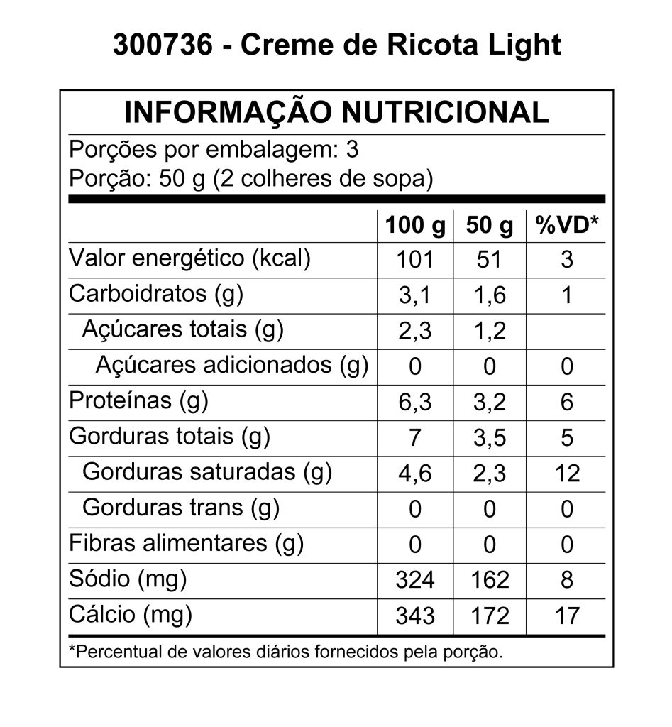 Creme de Ricota Light – Quatá Alimentos
